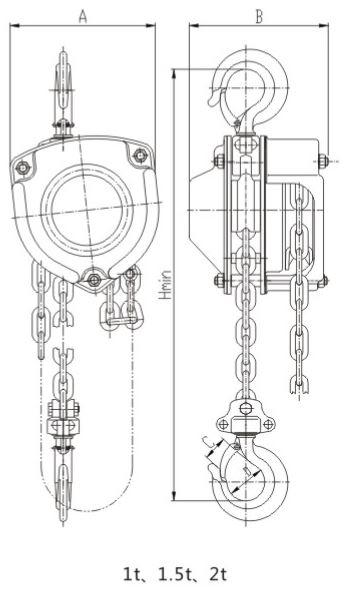 3T Double Ratchet Pawl Lifting Chain Pulley Block Elephant Type HSZ-CB