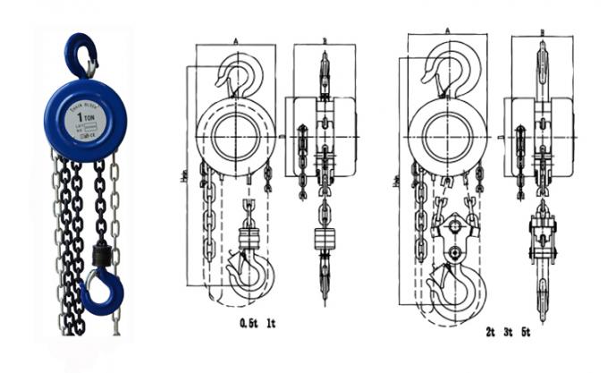 ISO 9001 Steel 1 Ton Round Lifting Manual Chain Block