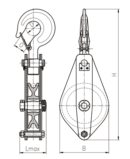 Single Sheave Wire Rope Pulley Hook Type Lifting Pulley Block and ...